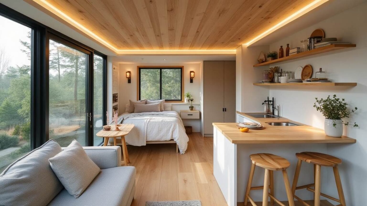 16 Clever Tiny Homes with Full-Height Windows That Create Illusions of ...